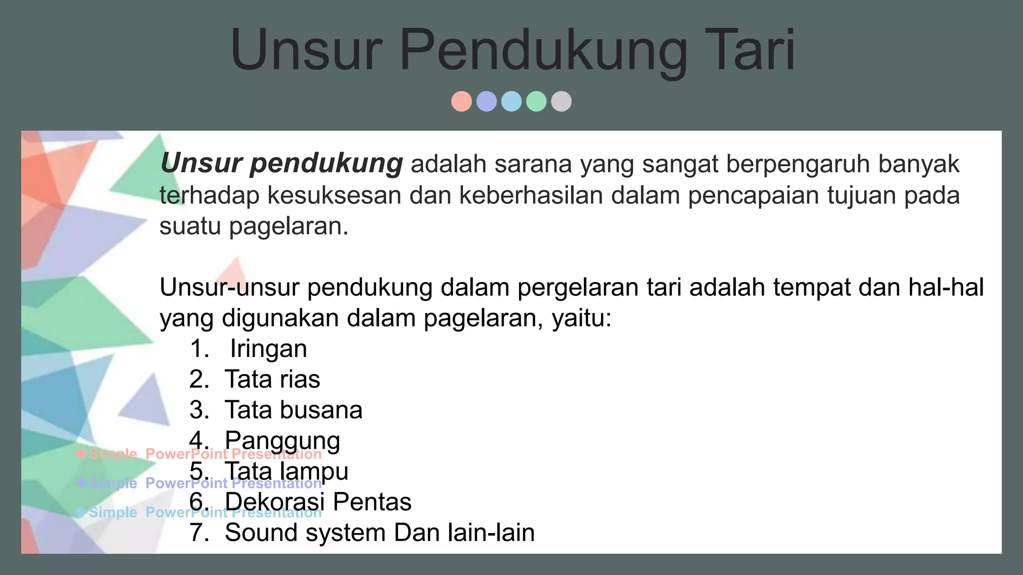 Unsur Pendukung Tari Kreasi SMP Kelas IX semester Gasal | PPTX