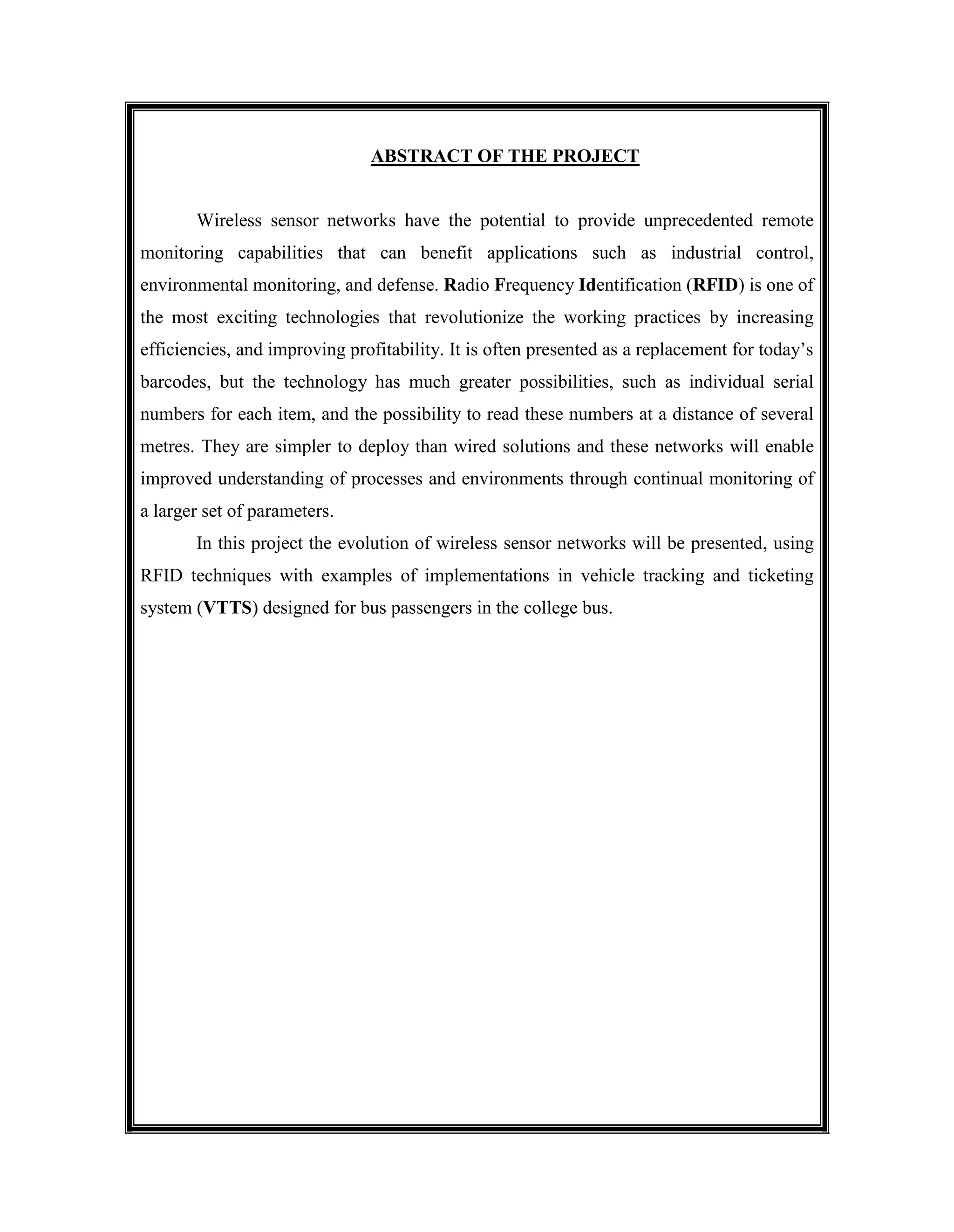 Abstract Of The Rfid Project I | PDF