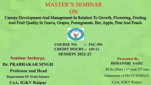 Canopy Development And Management In Relation To Growth, Flowering, Fruiting And Fruit Quality ...