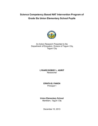 COMPETENCY- BASED SCIENCE NAT - VI INTERVENTION PROGRAM: ACTION ...