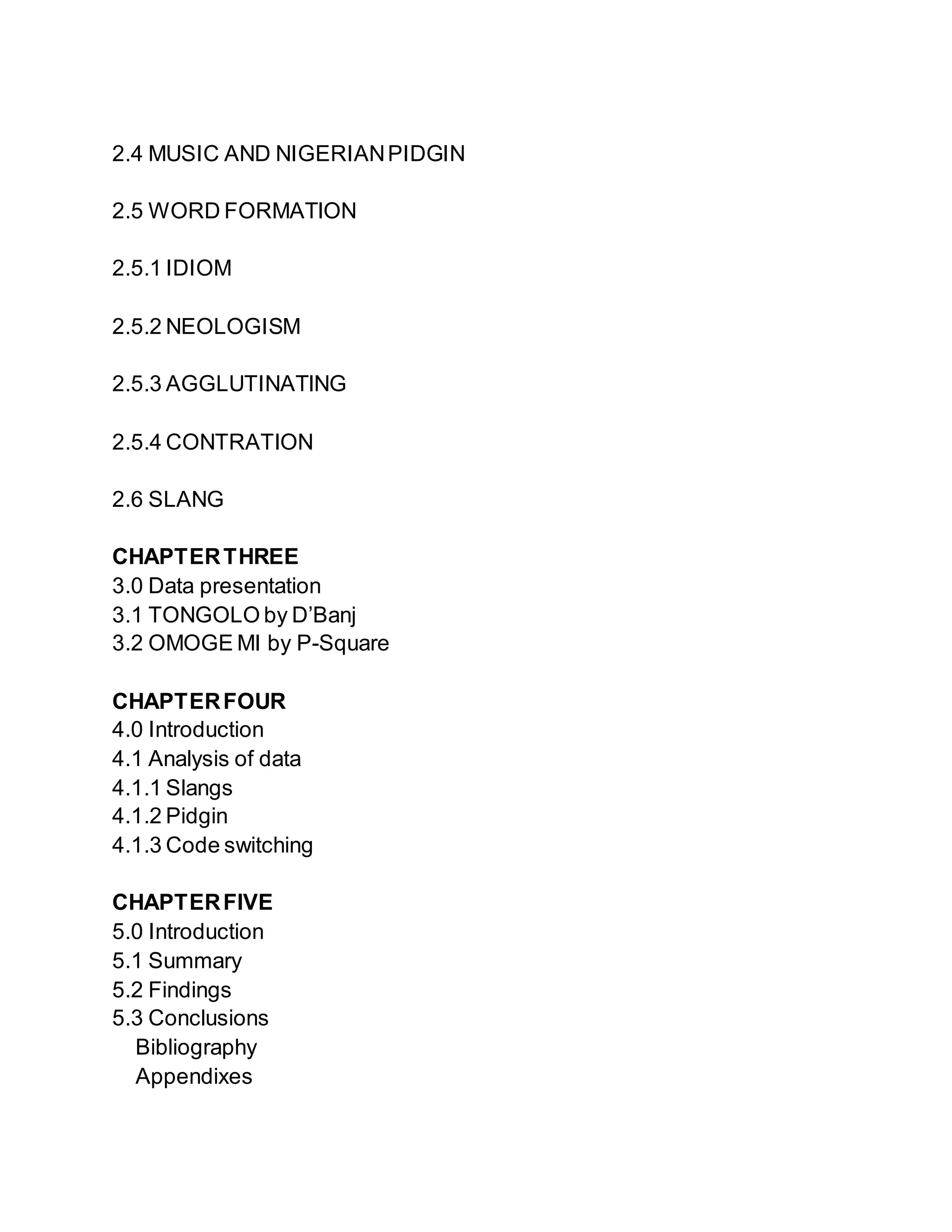 The Use of Pidgin English Vocabulary in The Music Industry | DOCX