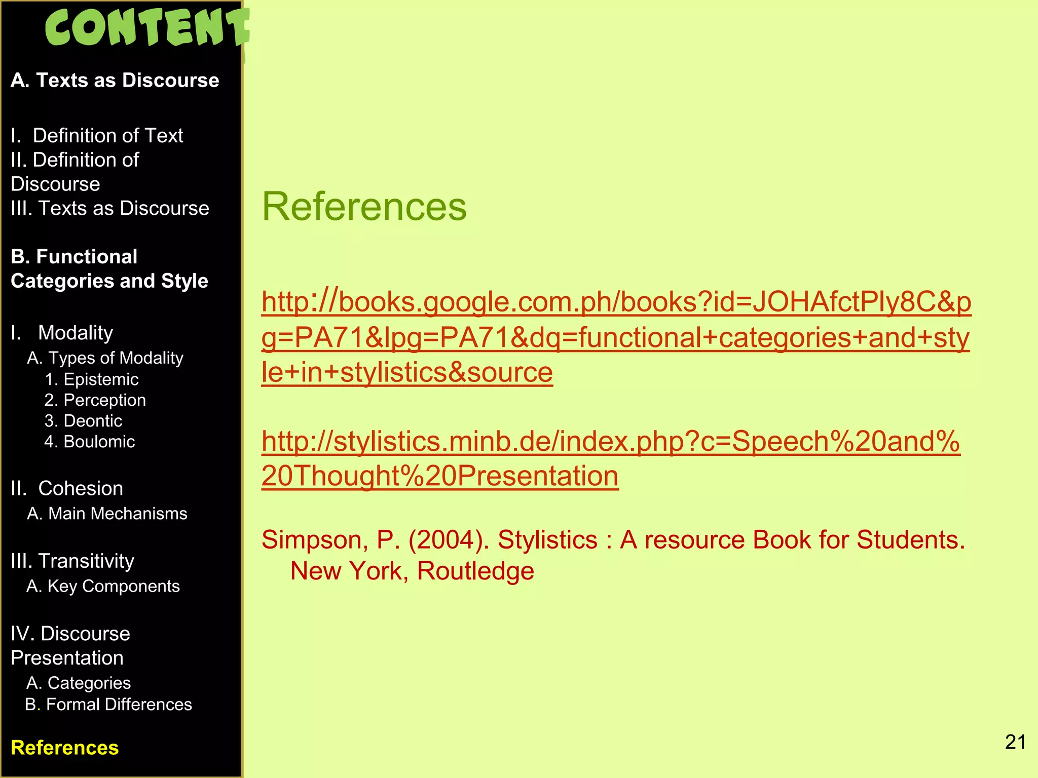 STYLISTICS: Discourse and Context 1: Function | PPTX
