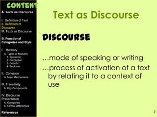 STYLISTICS: Discourse and Context 1: Function | PPTX