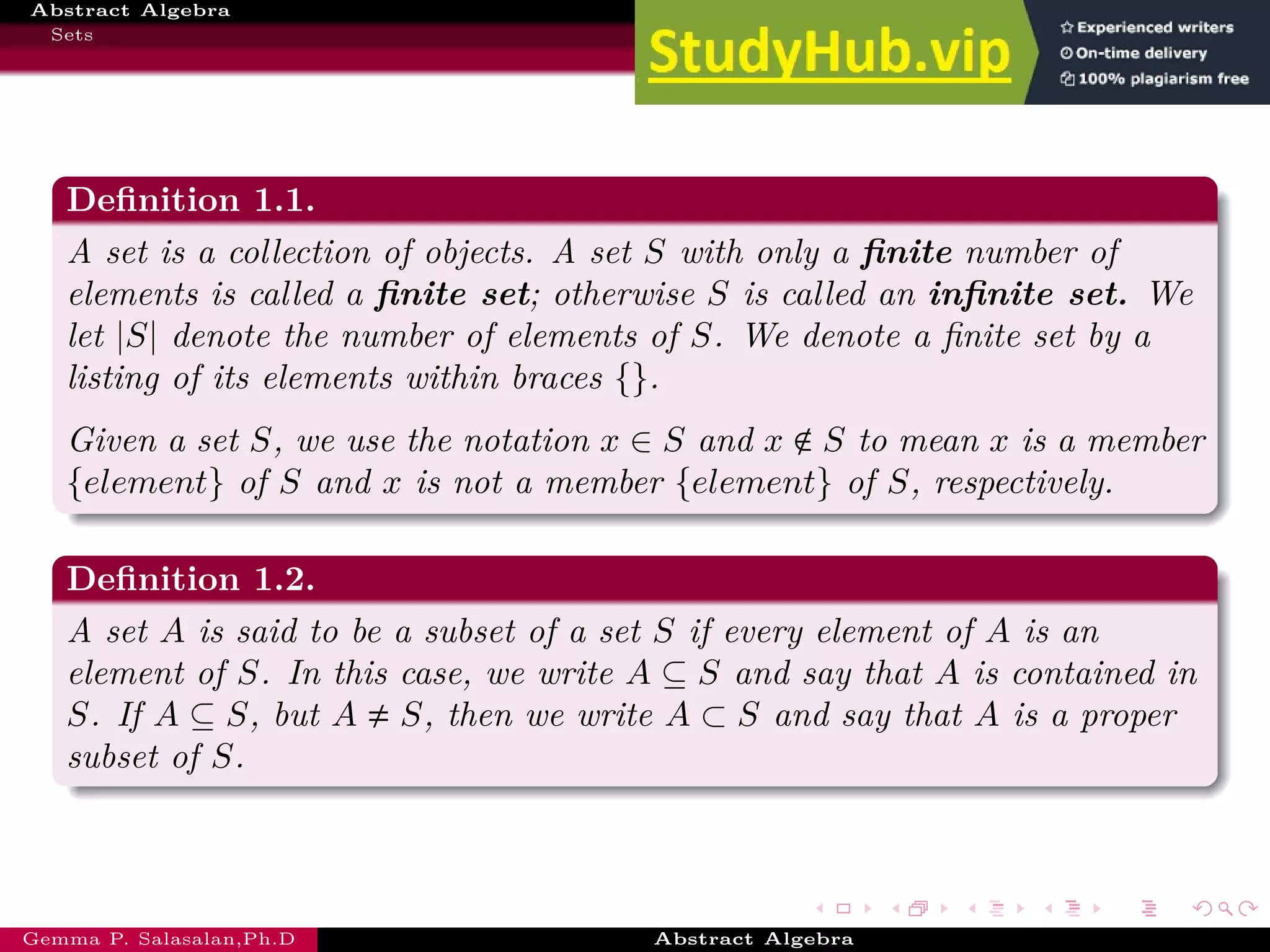 Abstract Algebra Beamer Lesson1 | PDF