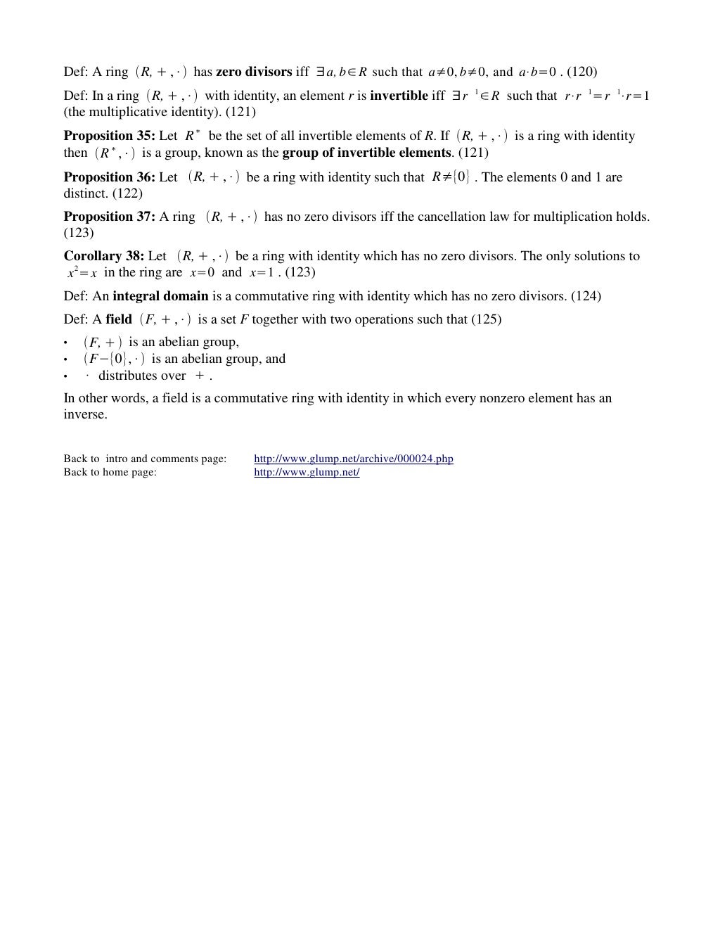 Abstract Algebra Cheat Sheet
