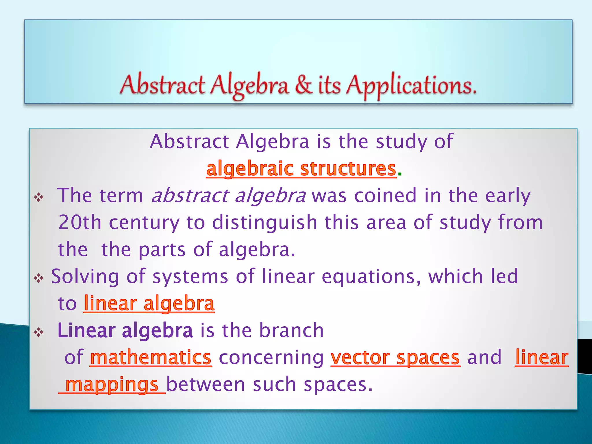 Abstract algebra & its applications (1) | PPTX