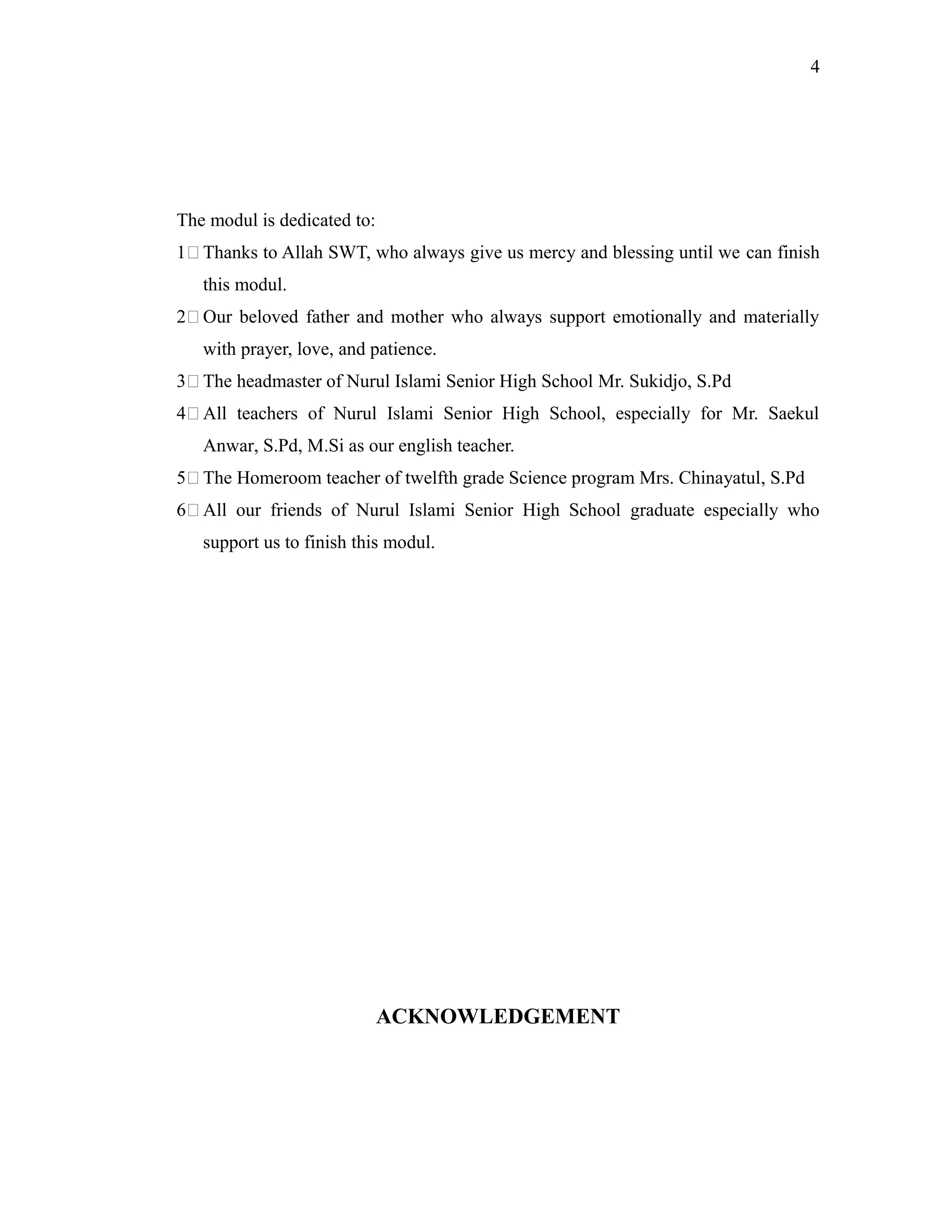 Abstract and acknowledgement of modul | RTF