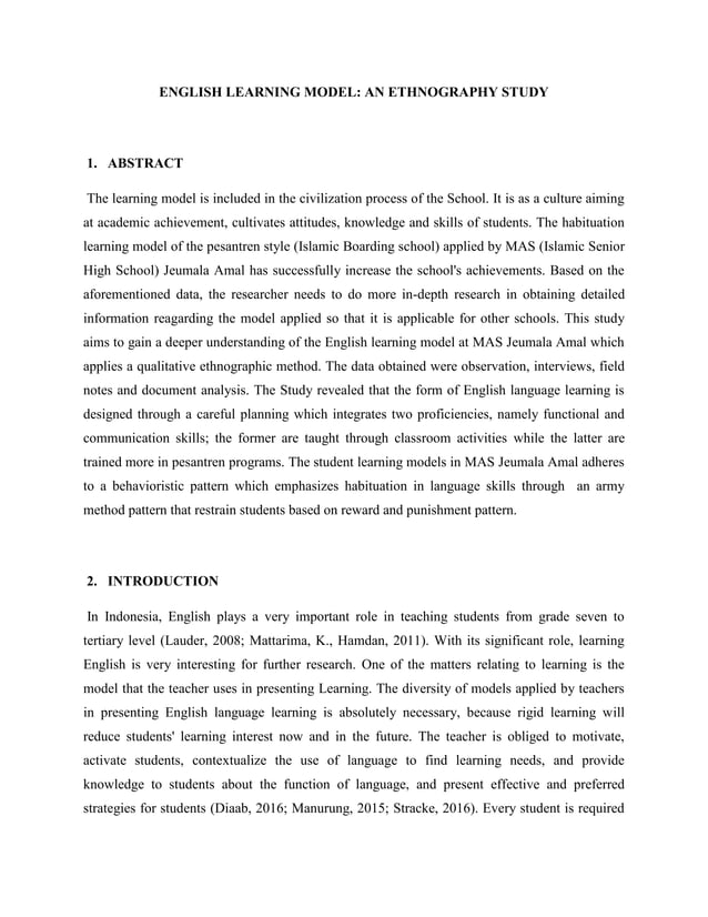 ABSTRACT AND INTRODUCTION English learning model.docx | Islam | Religion & Spirituality