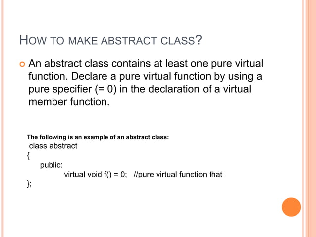 Abstract class in c++ | PPTX