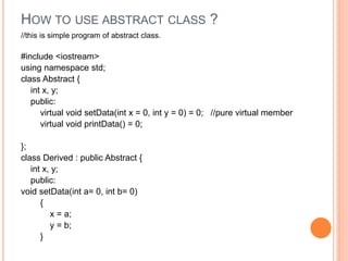 Abstract class in c++ | PPT
