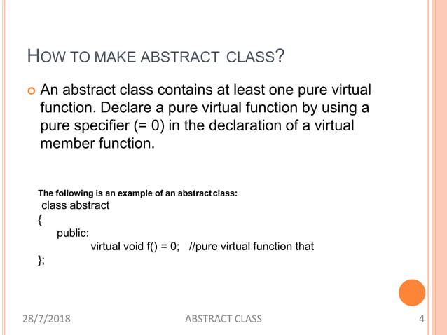 Abstract class used in C++-its importance | PPTX | Programming ...