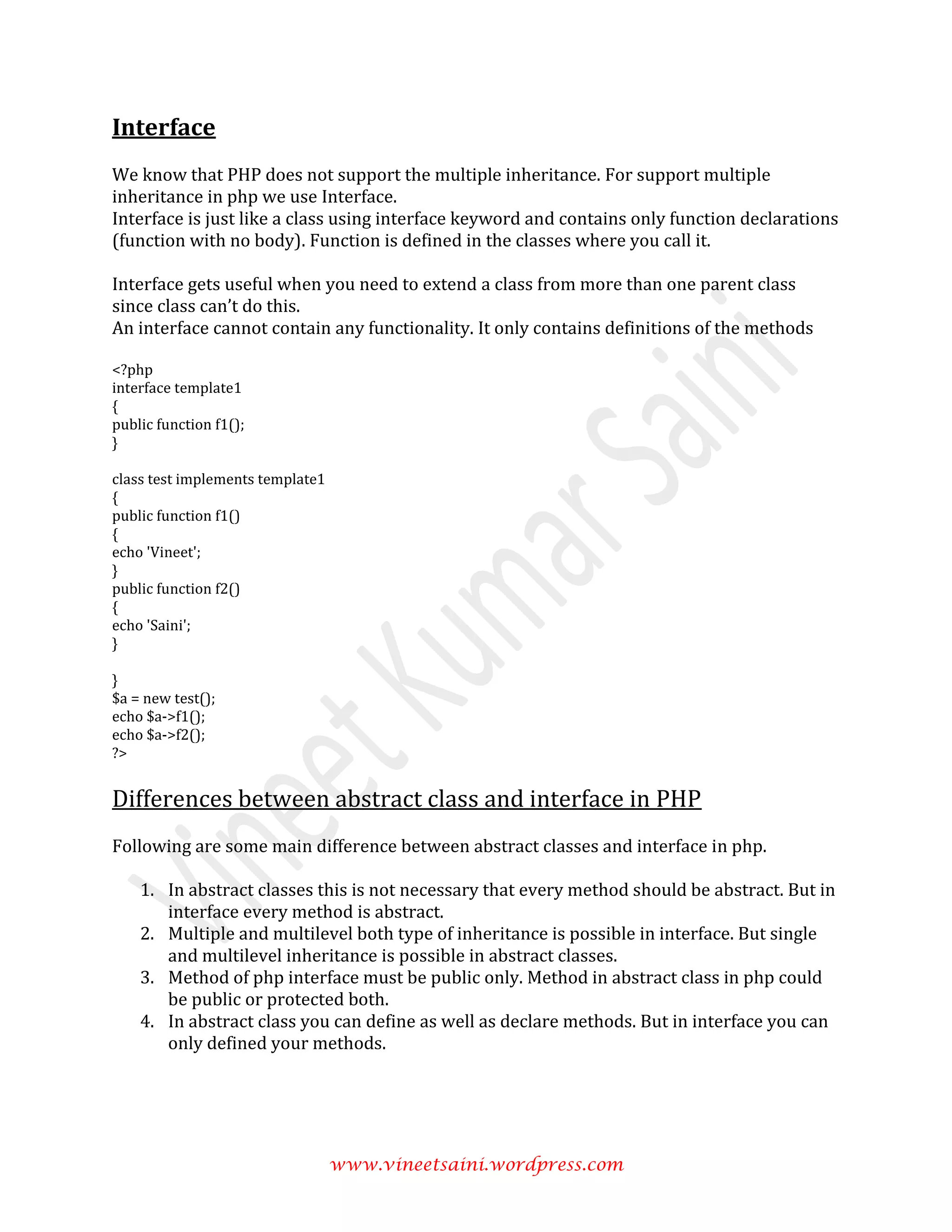 Abstract Class And Interface In Php Pdf