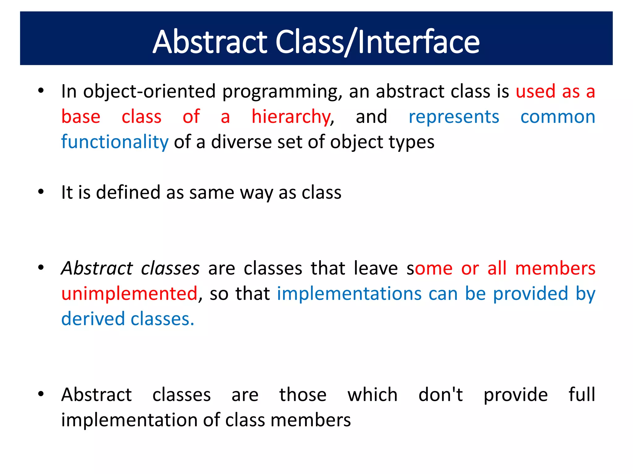 Net F Abstract Class Interface Ppt