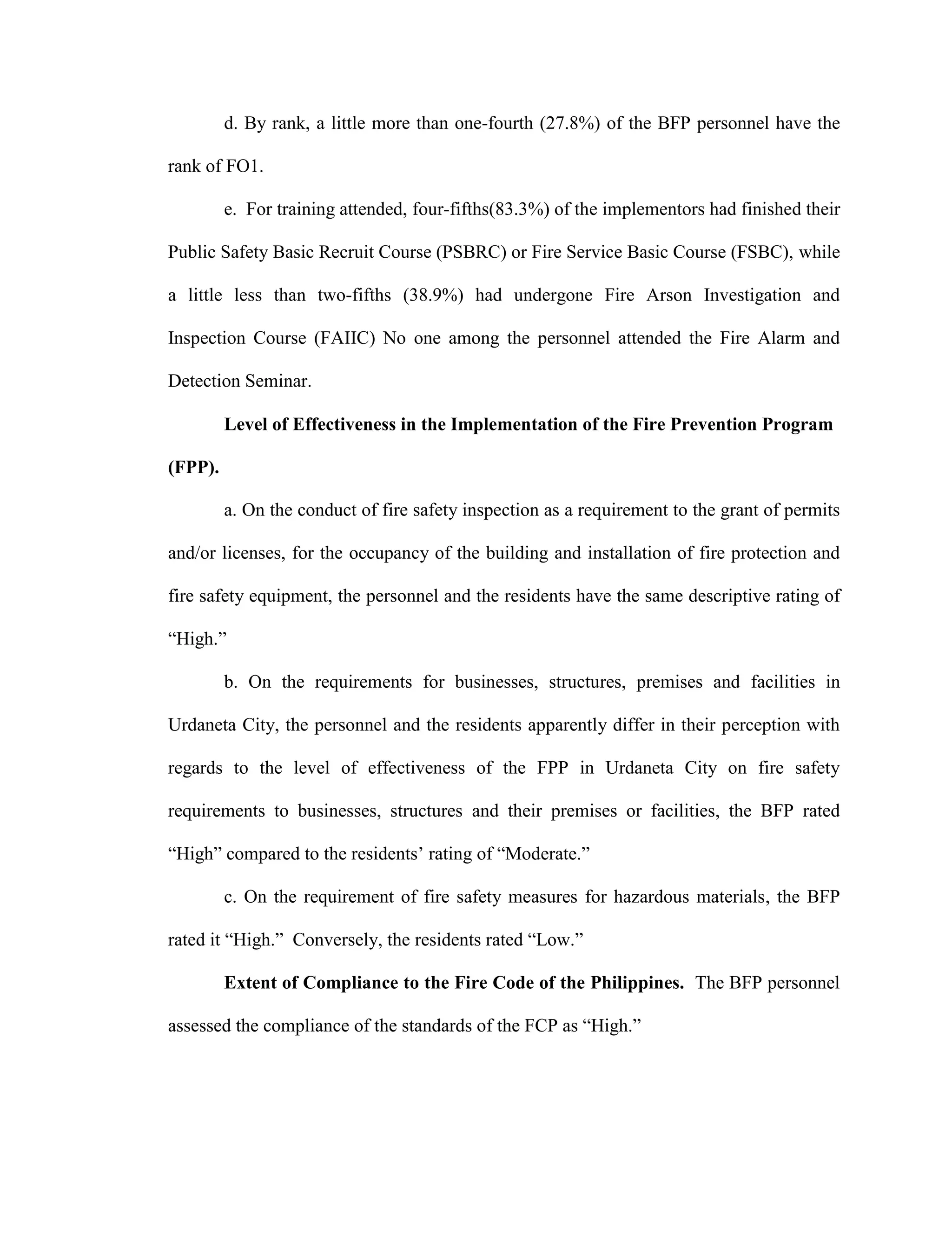 Fire Prevention Program (FPP) of the Bureau of Fire Protection (BFP) in ...