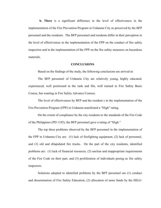 Fire Prevention Program (FPP) of the Bureau of Fire Protection (BFP) in ...