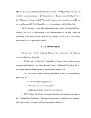 Fire Prevention Program (FPP) of the Bureau of Fire Protection (BFP) in ...