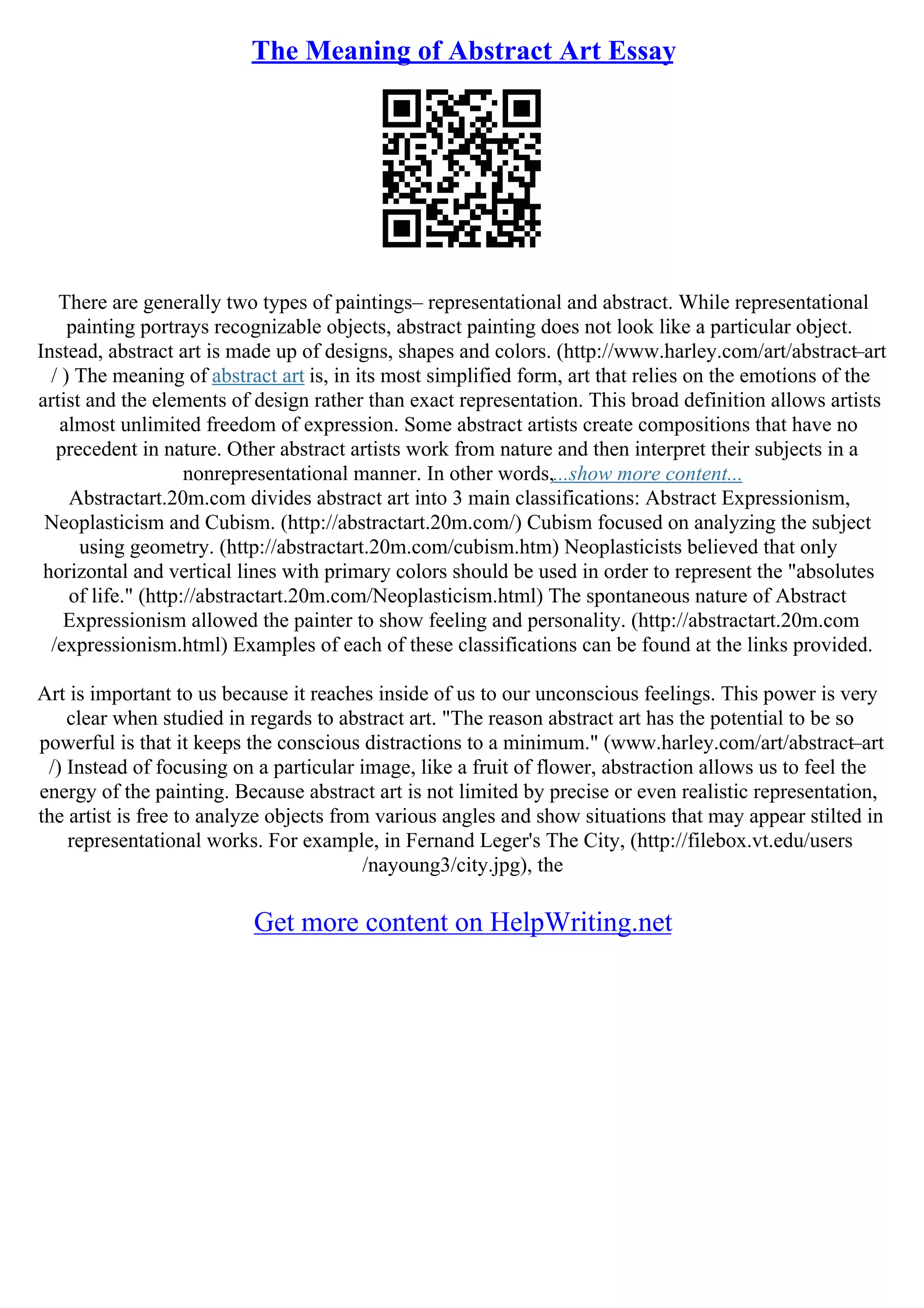 Abstract Essay Example | PDF