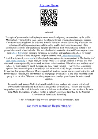 Abstract Essay Example | PDF