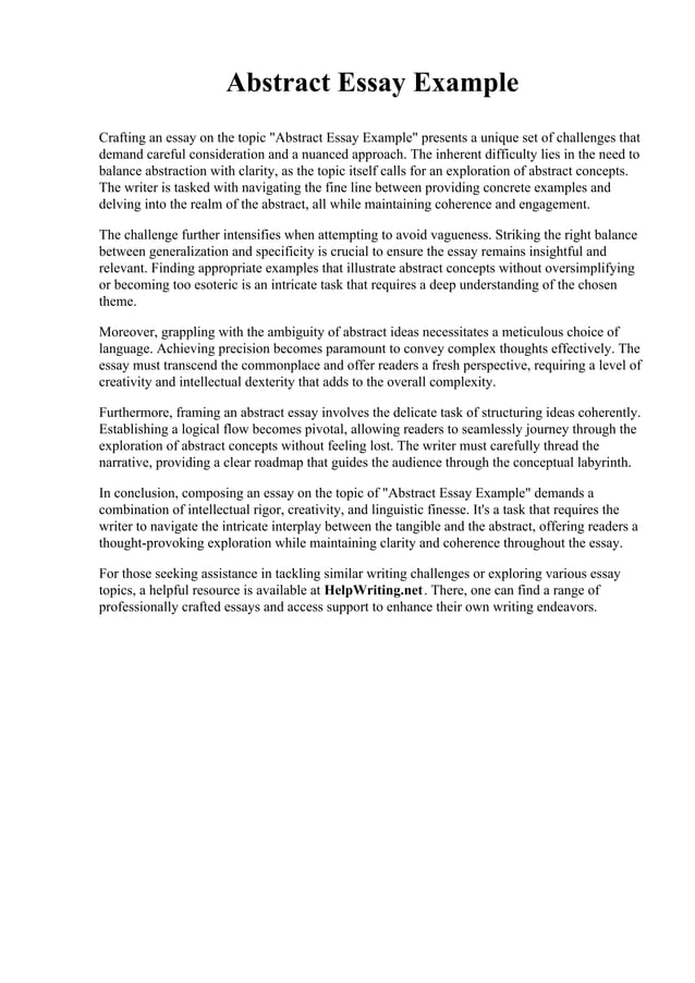 Abstract Essay Example. Spartanburg Community College | PDF