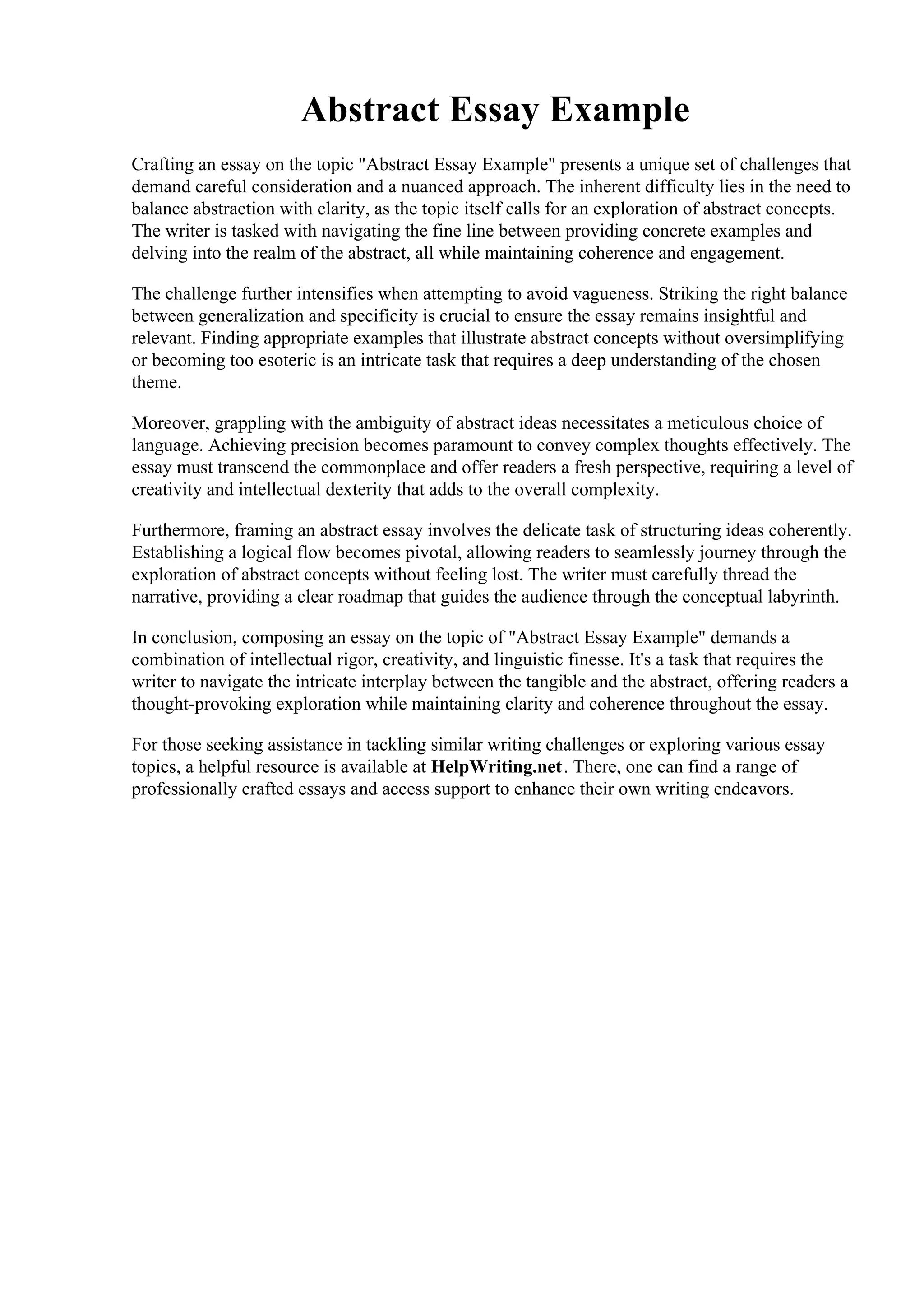 Abstract Essay Example | PDF | Children\'s Health | Healthy Living