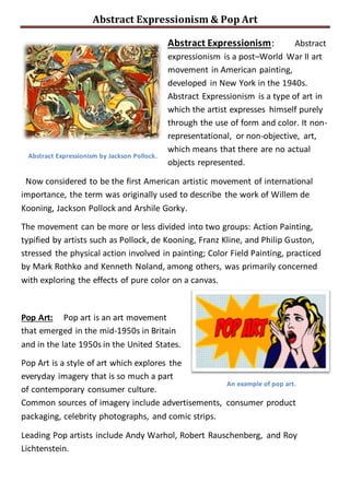 Abstract expressionism& pop art | PDF