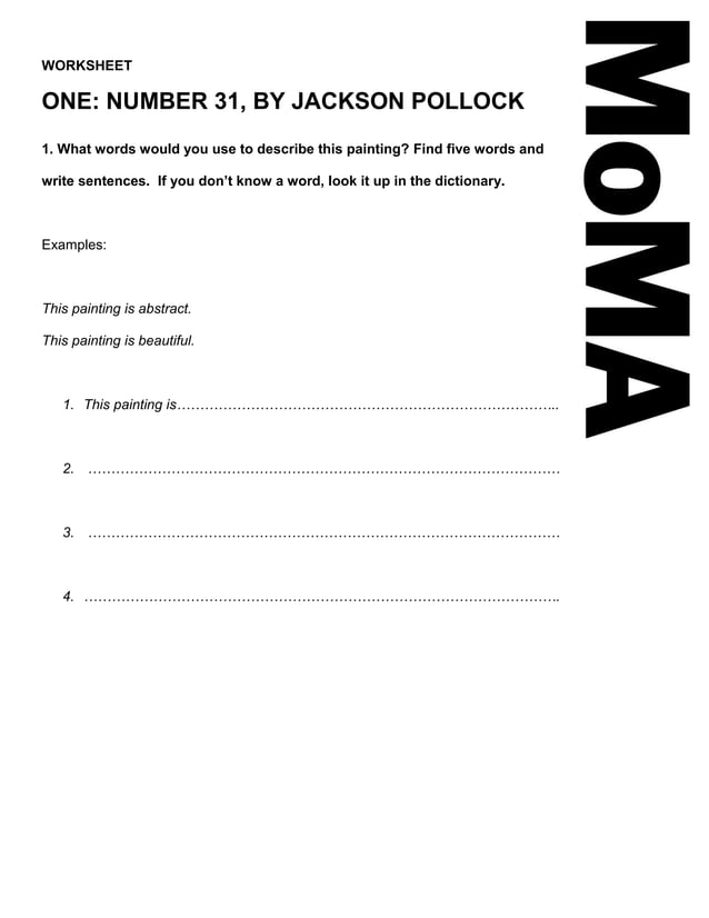 Abstract expressionism worksheet | PDF | Arts and Crafts | Hobbies ...
