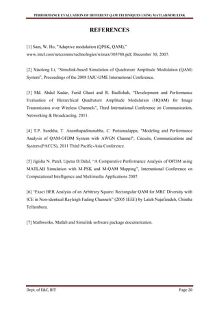 Performance Evaluation of Different QAM Techniques Using Matlab/Simulink full report | PDF
