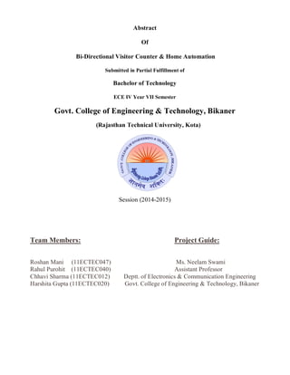 Abstract of Bidirectional Visitor Counter & Home Automation | PDF