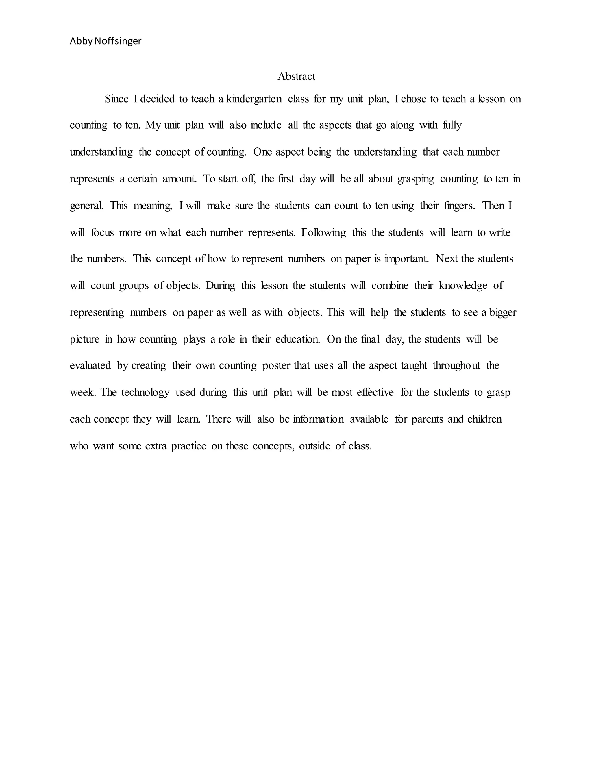 Abstract for unit plan | DOCX | Homework and Study | Education