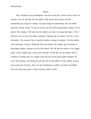 Abstract for unit plan | DOCX | Homework and Study | Education