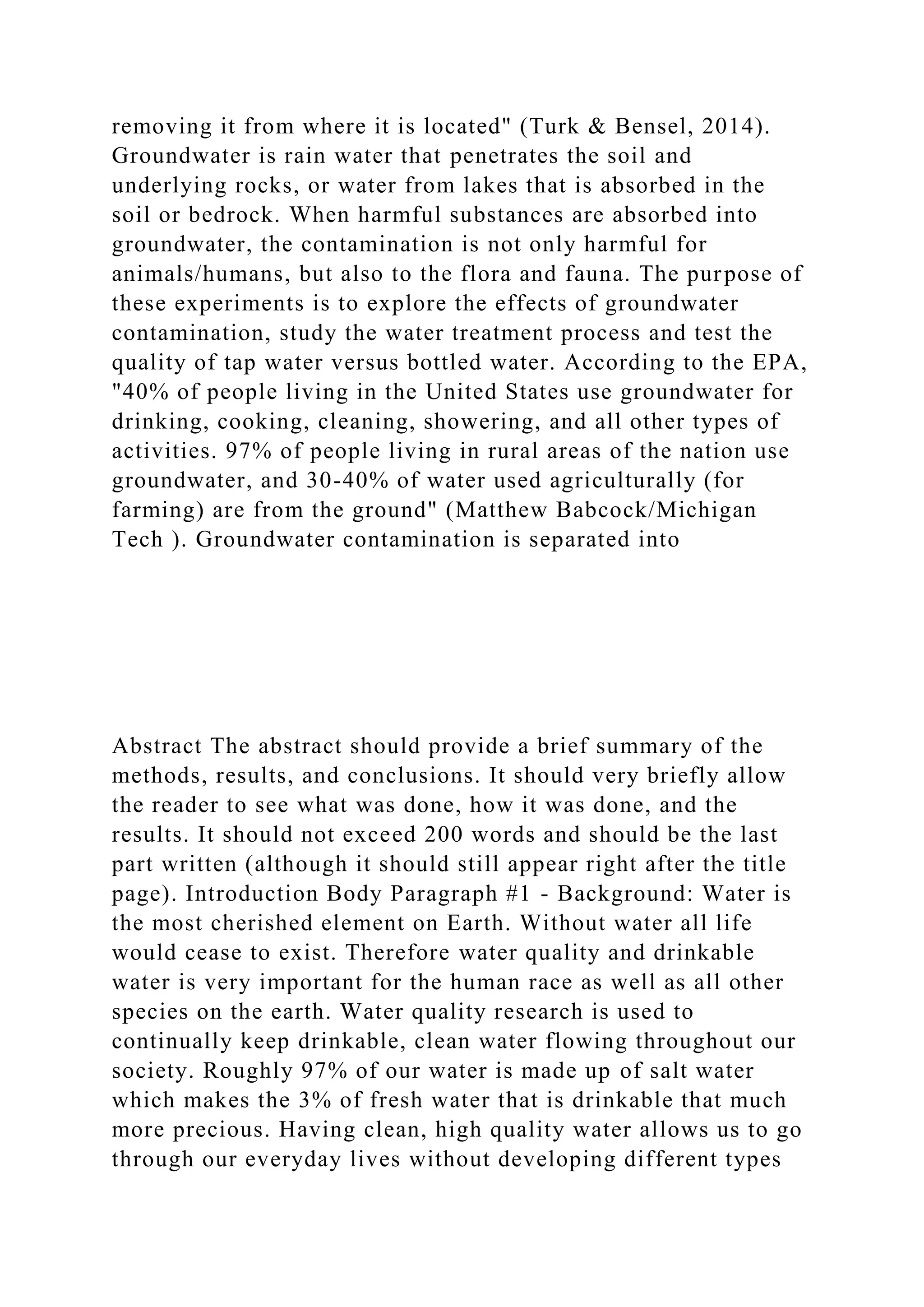 AbstractGround water is the biggest source of drinking water ava.docx ...