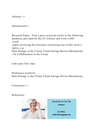 Abstract IntroductionResearch Paper Find a peer re.docx | Data Storage ...