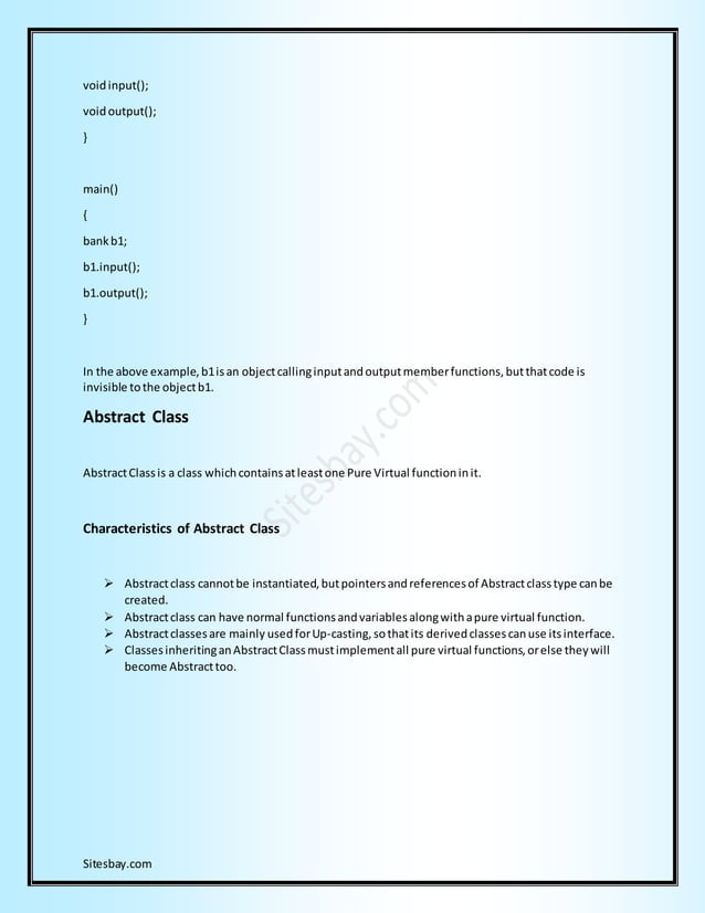 Abstraction in c++ and Real Life Example of Abstraction in C++ | PDF