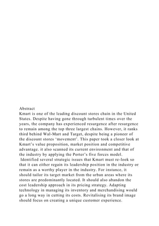 AbstractKmart is one of the leadin.docx