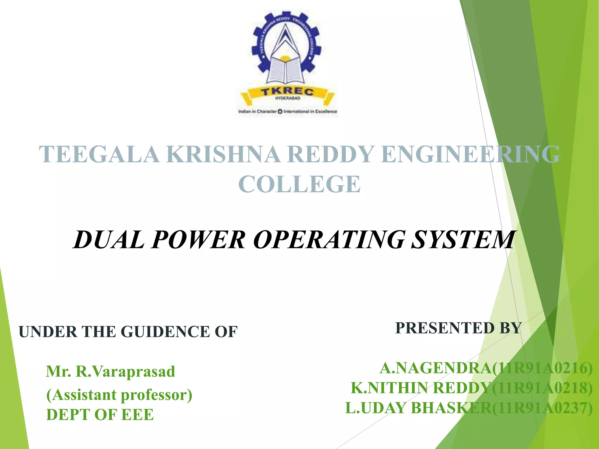 DUAL POWER (SOLAR AND ELECTRICAL) | PPTX | Gas and Electric | Home Utilities
