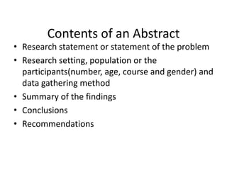 Abstract of a research | PPTX