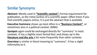 Abstract or executive summary | PPT