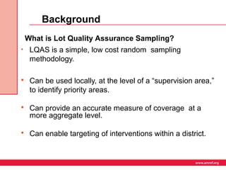 Using Lot Quality Assurance Survey (LQAS) for local program monitoring ...