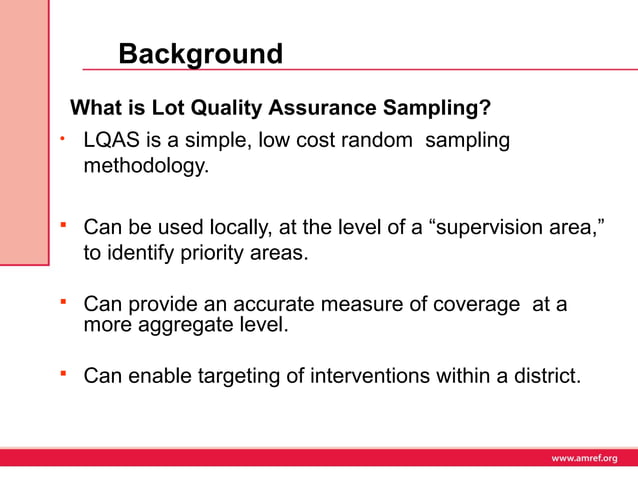 Using Lot Quality Assurance Survey (LQAS) for local program monitoring ...