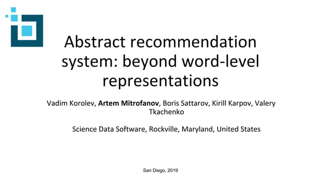 Abstract recommendation system: beyond word-level representations | PPT