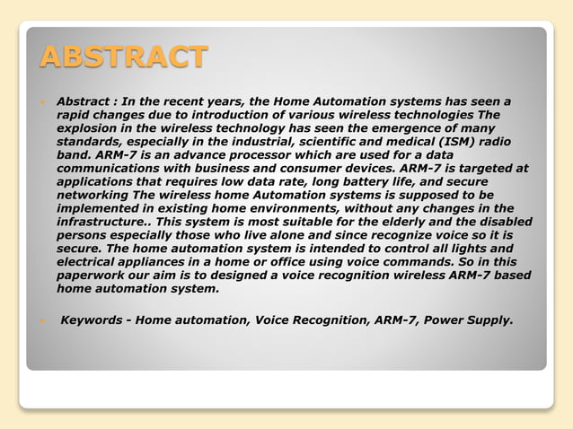voice recognition based home automation system using arm-7 | PPTX ...