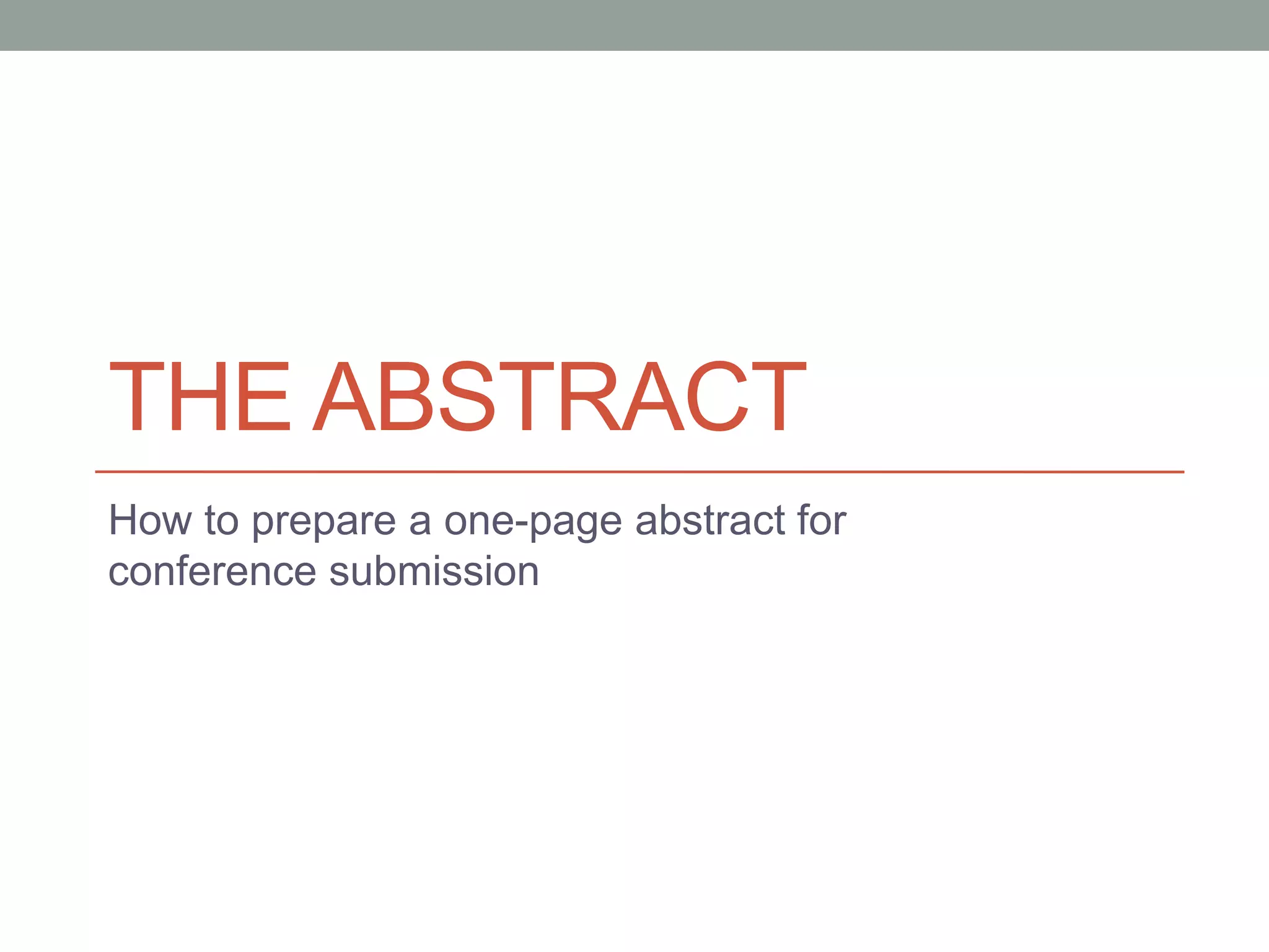 How to Write a One-Page Abstract | PPTX