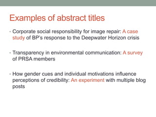 How to Write a One-Page Abstract | PPTX