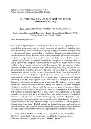 Seminar on Forest Pathology Abstracts (November 2nd, 2017) | PDF