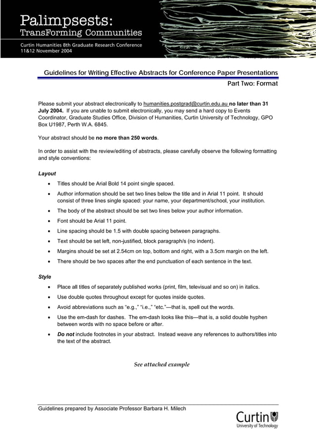 Abstract submission guidelines | PDF