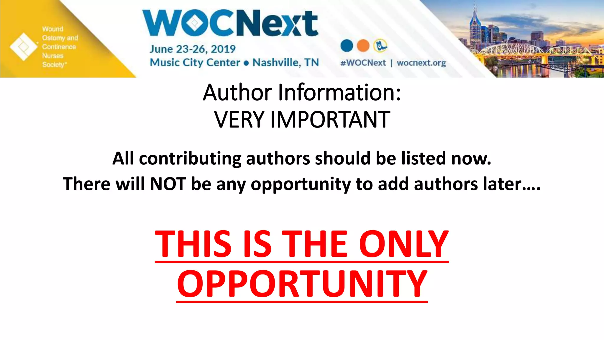 Abstract Submission Process for WOCNext 2019 | PPT
