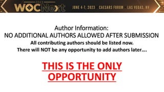 WOCNext® 2023 Abstract Instructions | PPTX