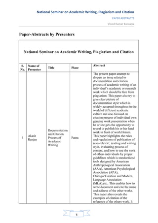 Paper Abstracts National Seminar February 2017 | PDF