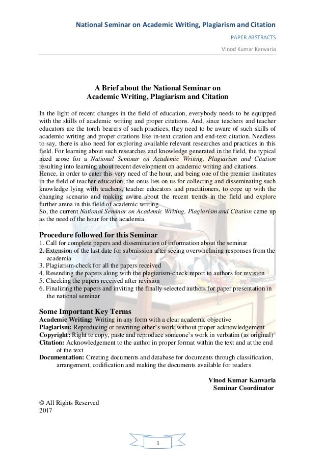 Paper Abstracts National Seminar February 2017