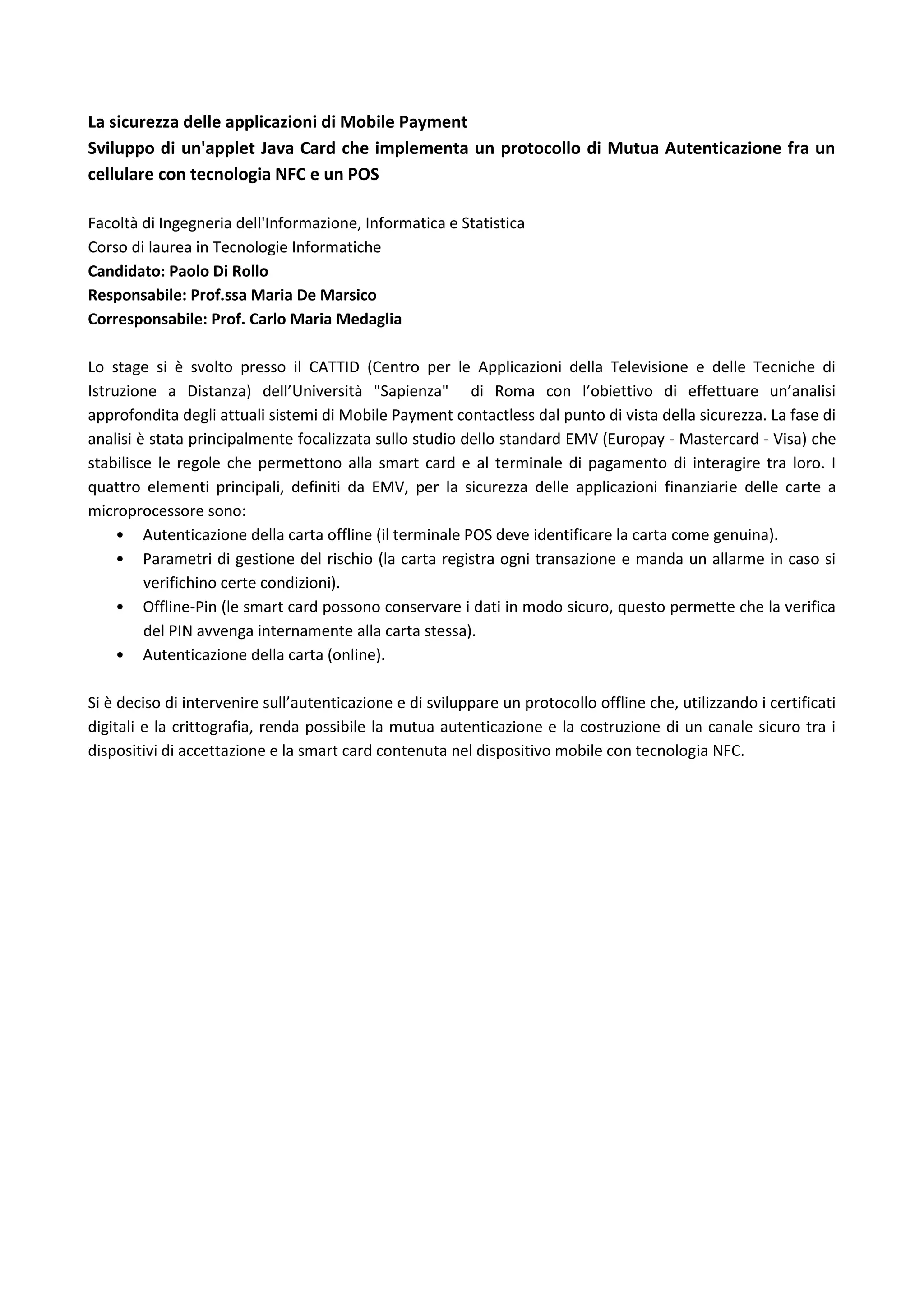 La sicurezza delle applicazioni di Mobile Payment(abstract)_Paolo Di ...